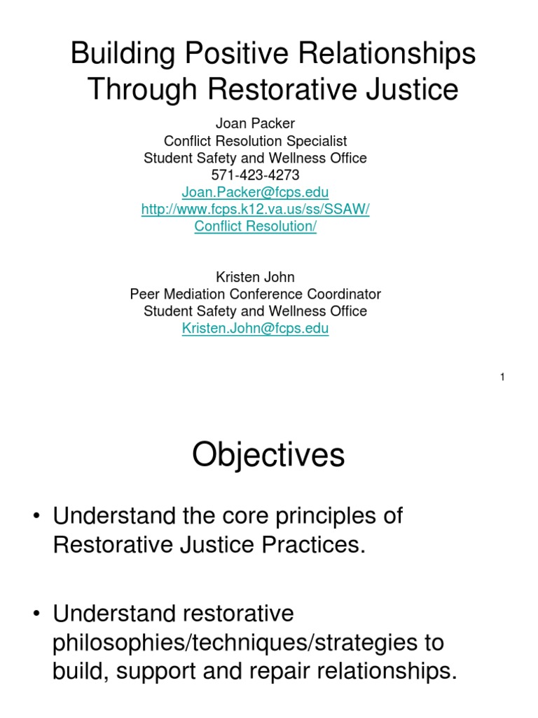 Building Positive Relationships Though Restorative Practices-1 | PDF ...