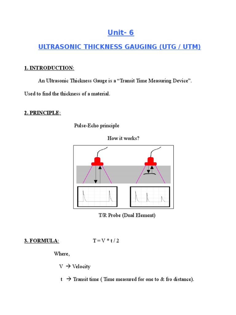 Unit-6: Ultrasonic Thickness Gauging (Utg / Utm) | PDF | Ultrasound ...