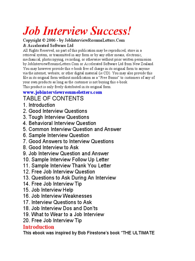 Job Interview Success | PDF | Job Interview | Interview