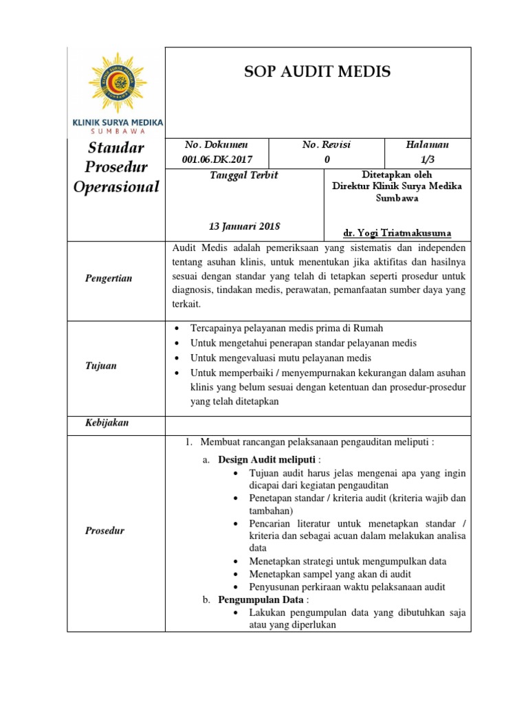 Sop Audit Medis | PDF