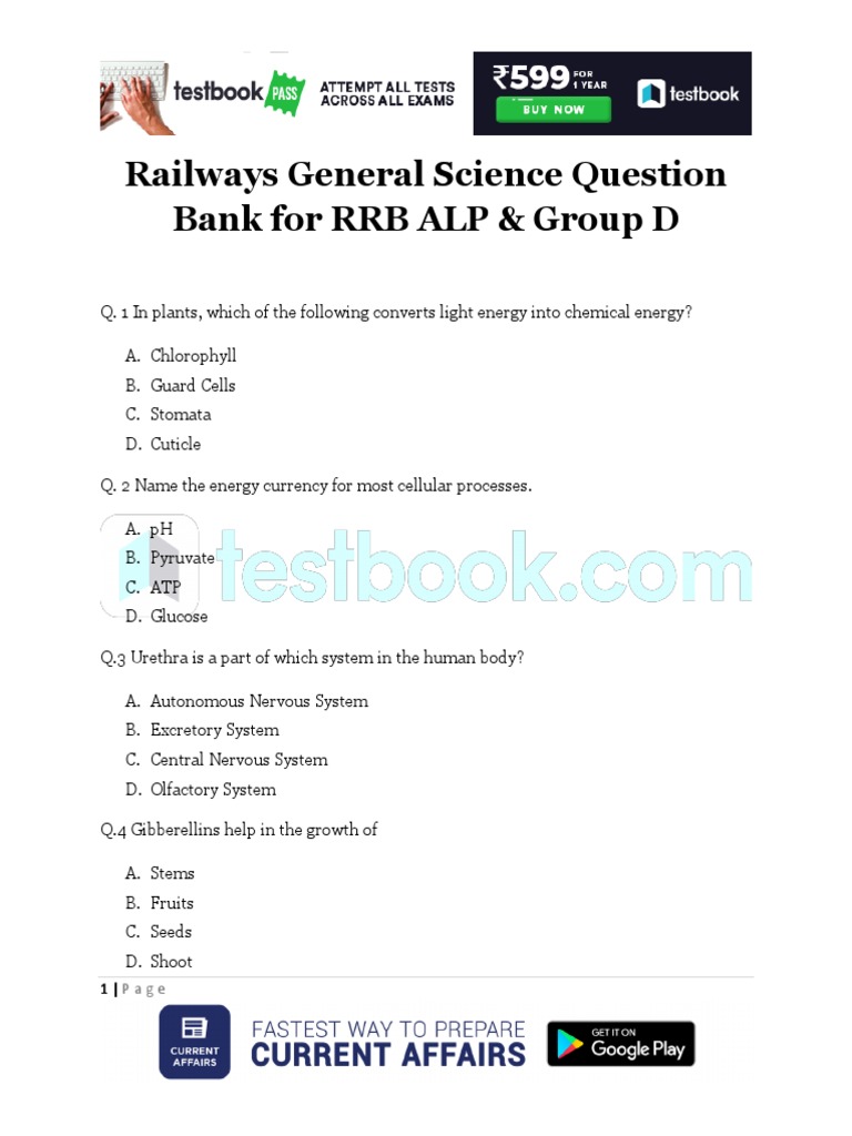 Railways General Science Question Bank For RRB ALP & Group D | Download ...
