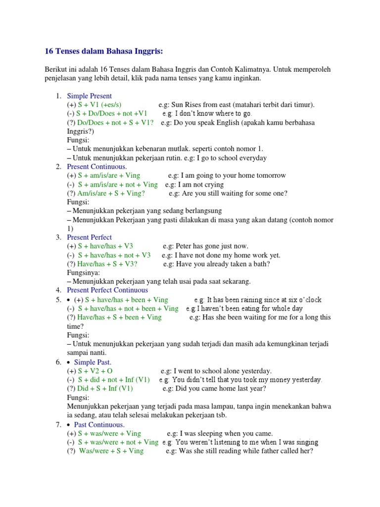 Macam-Macam Tenses | PDF | Linguistic Typology | Language Mechanics