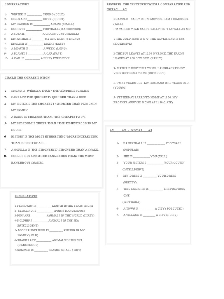 Comparatives and Superlatives Fun Activities Games - 3546 | PDF | Leisure