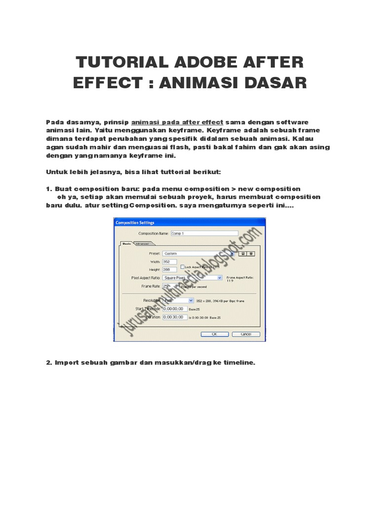Tutorial Adobe After Effect - Animasi Dasar | PDF