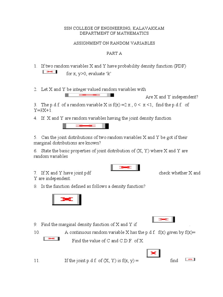 Assignment On Random Variables | PDF | Probability Density Function | Random Variable