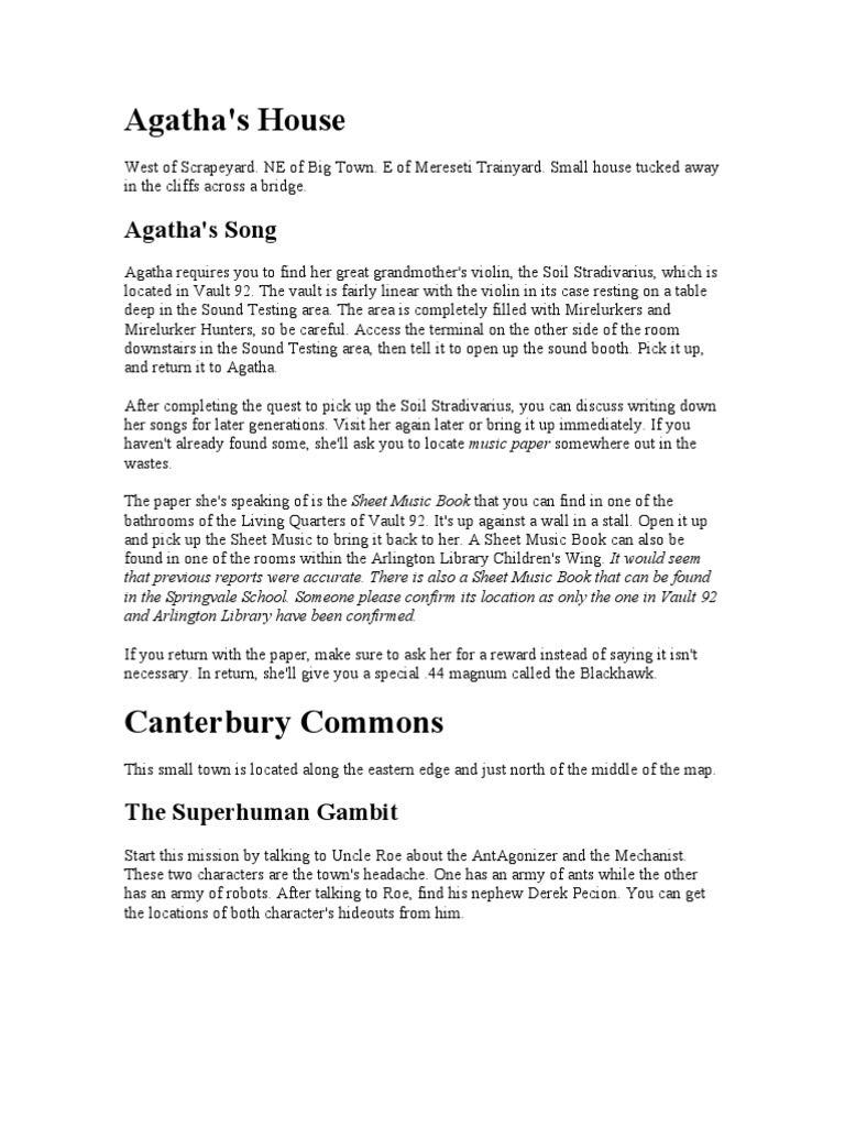 Fallout 3 Side Quests | PDF | Land Mine | Libraries