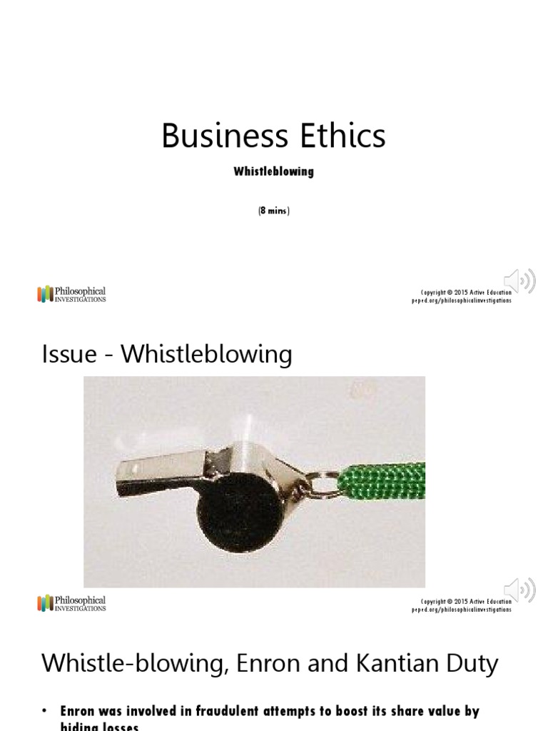 Business Ethics - Whistleblowing | PDF | Whistleblower | Enron