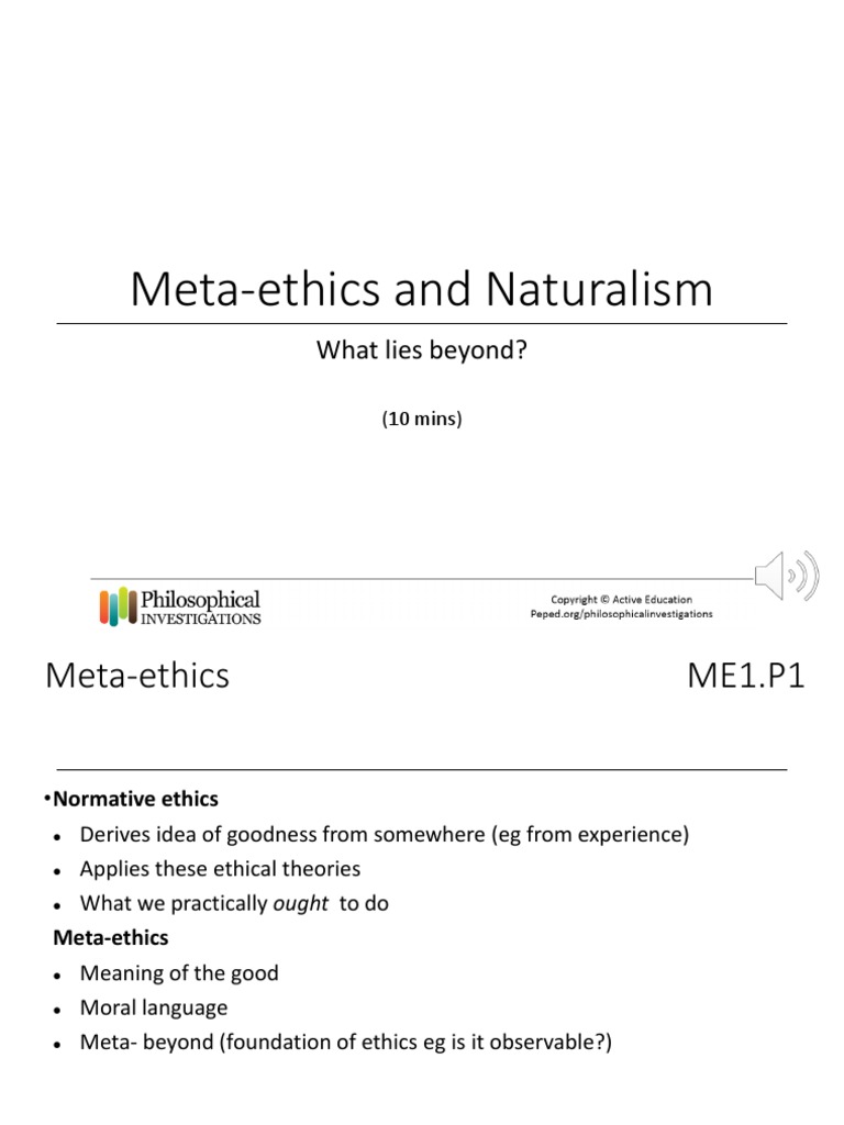 Meta-Ethics and Naturalism | PDF | Reason | Fallacy