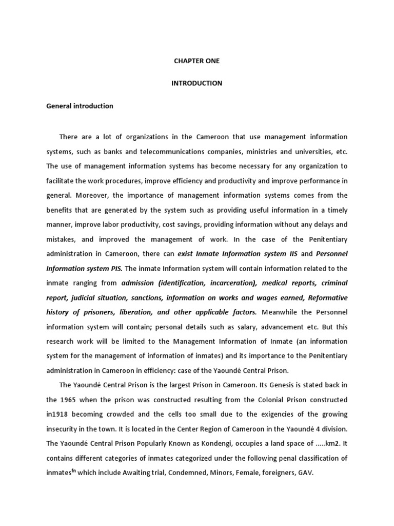 Importance of Management Information System of Inmates in The ...