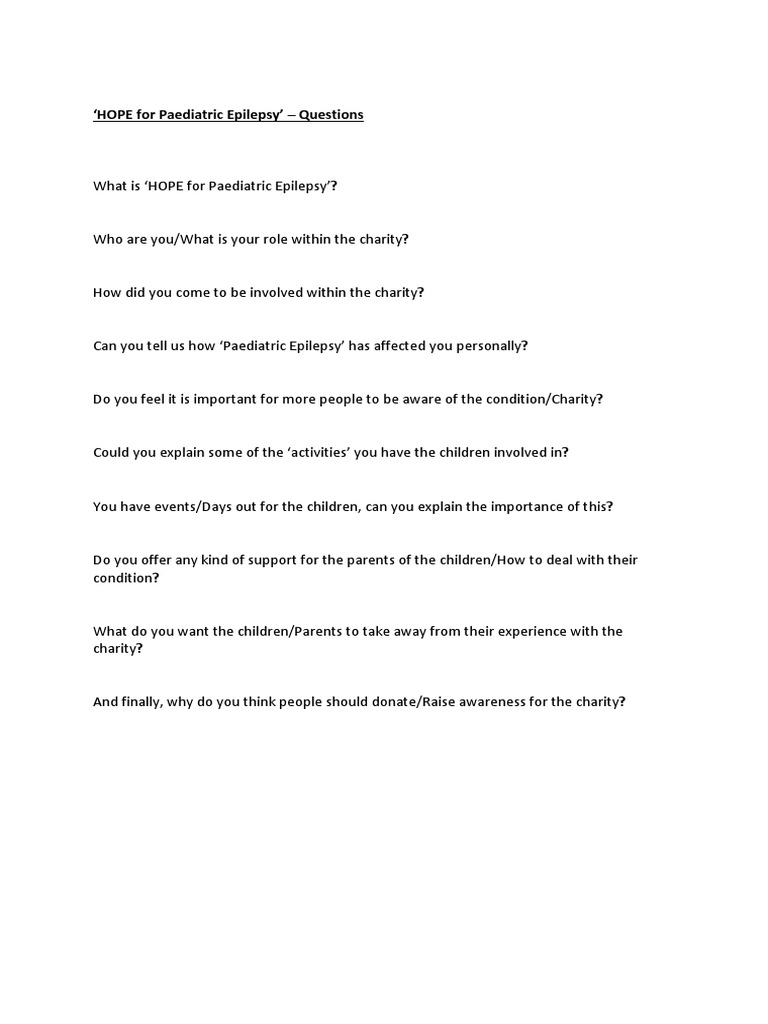 Hope - Question Script | PDF