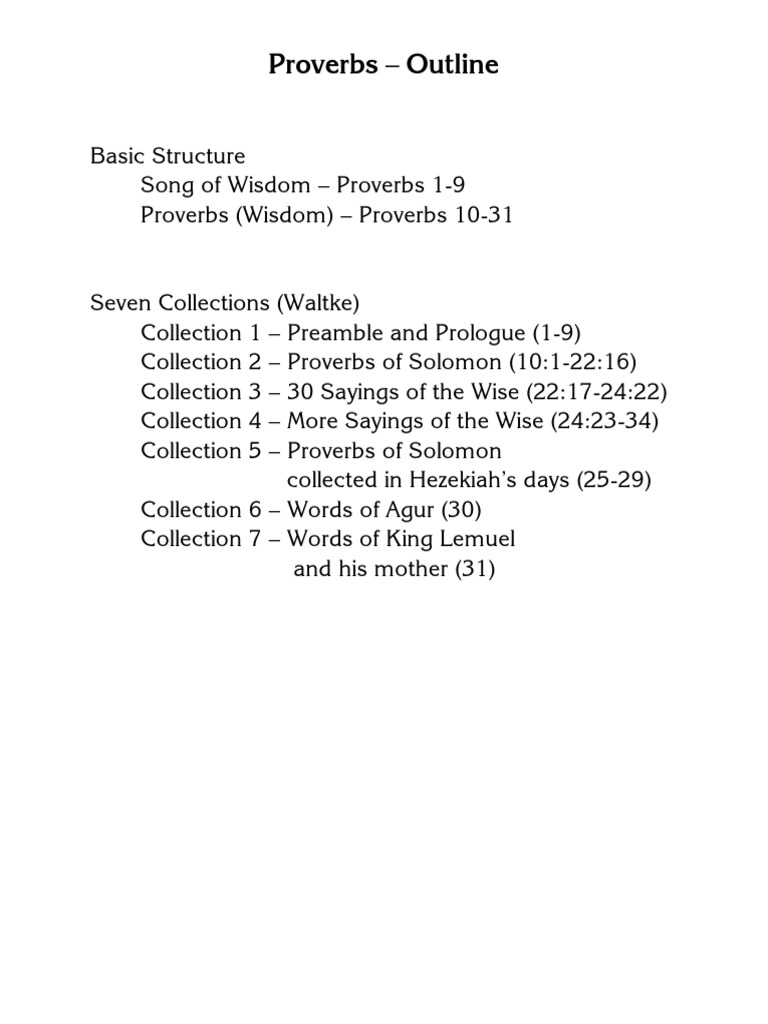 Proverbs - Outline | PDF | Book Of Proverbs | Wisdom