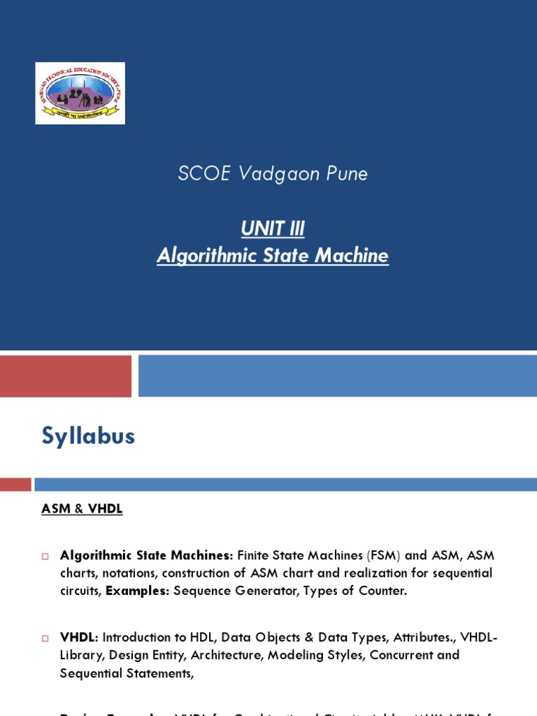 SCOE Vadgaon Pune: Unit Iii Algorithmic State Machine | PDF | Vhdl ... SCOE Vadgaon Pune: Unit Iii Algorithmic State Machine | PDF | Vhdl ...
