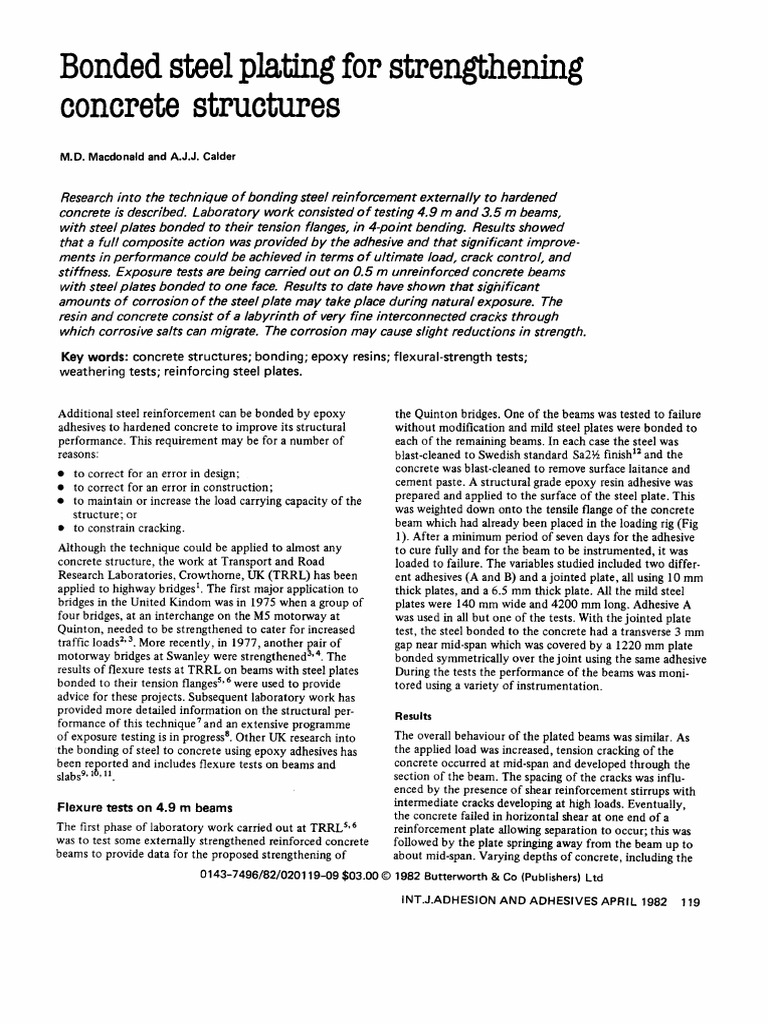 Bonded Steel Plating For Strengthening Concrete Structures: M.D ...