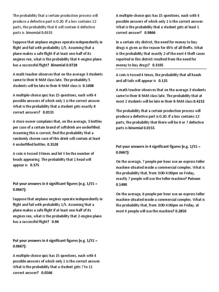 Binomial Chuchu | PDF | Probability | Multiple Choice