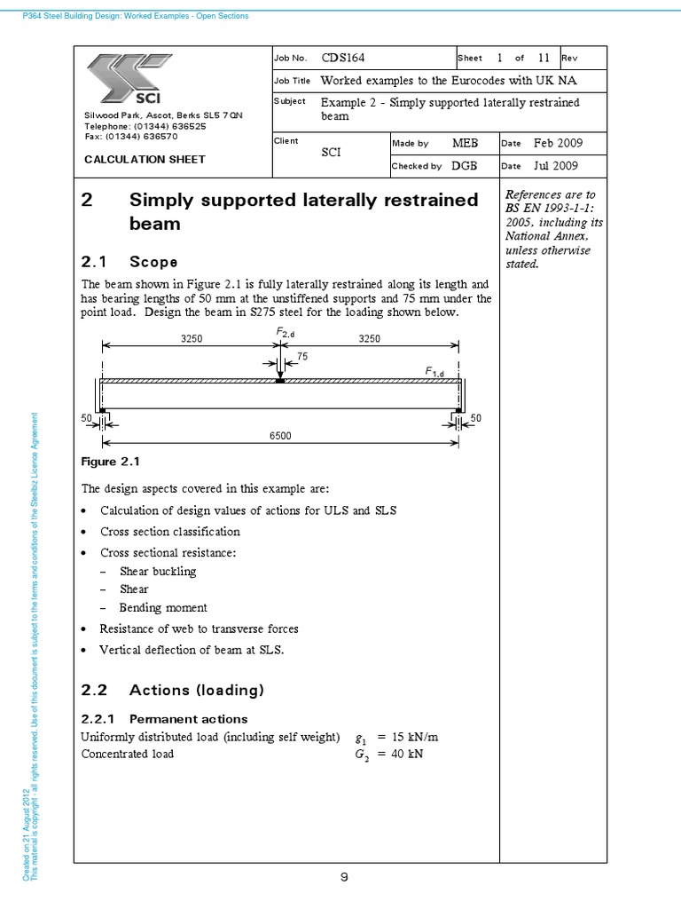 2 Simply Supported Laterally Restrained Beam: 2.1 Scope | PDF | Bending ...