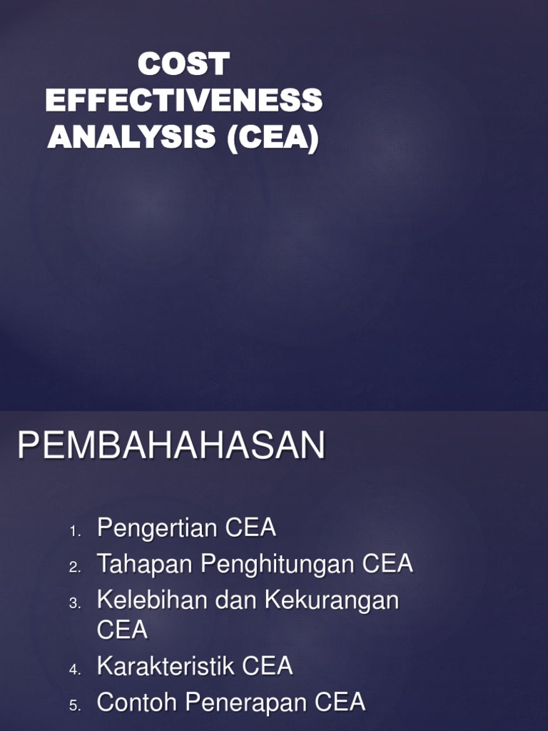 Cost Effectiveness Analysis (Cea) | PDF