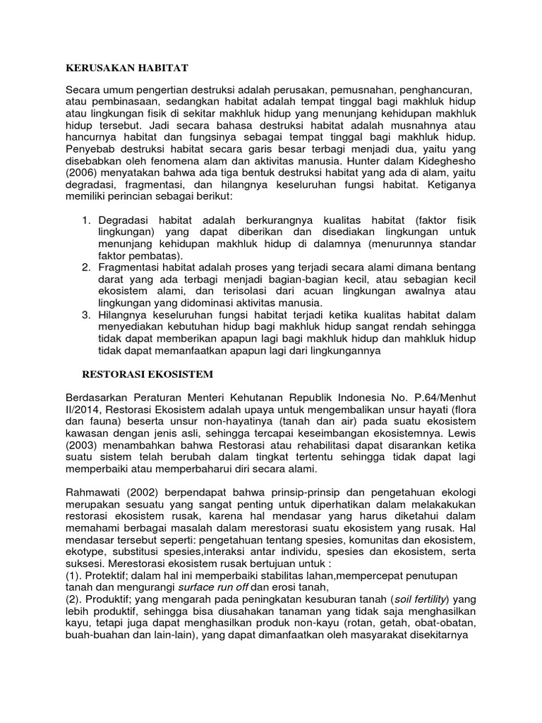 Kerusakan Habitat | PDF