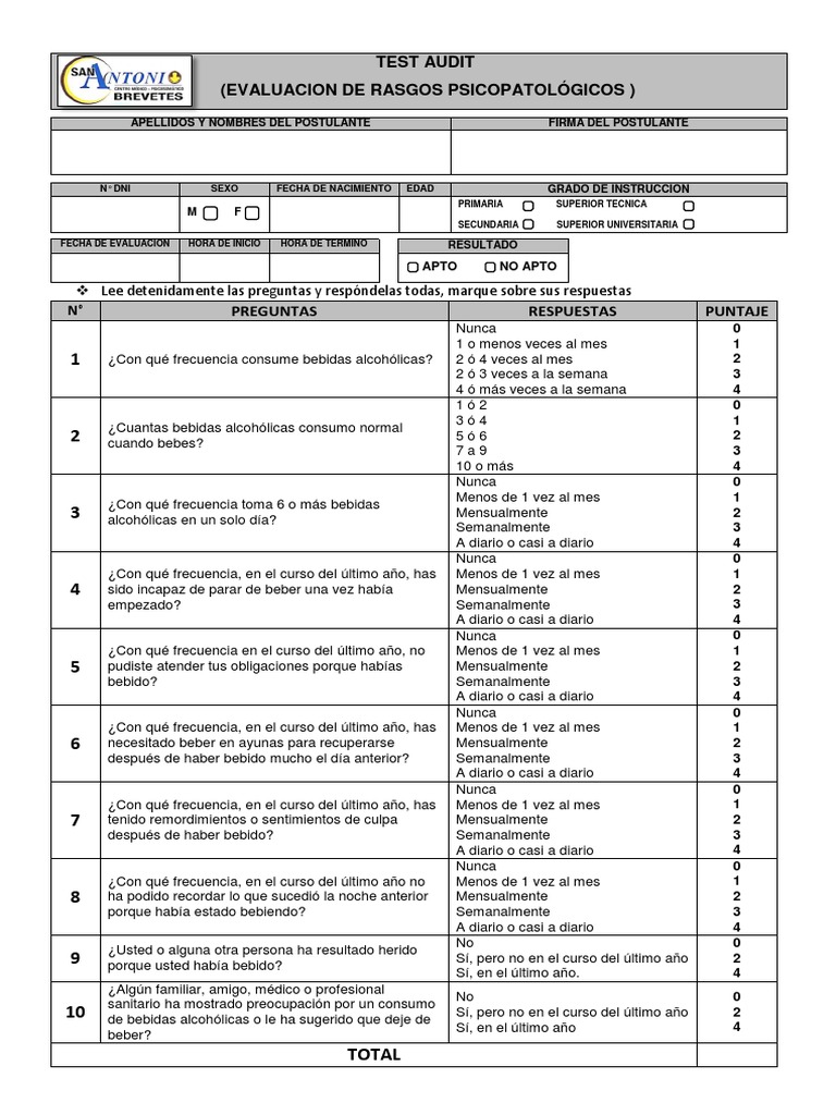 Test Audit | PDF | Bienestar | Medicina