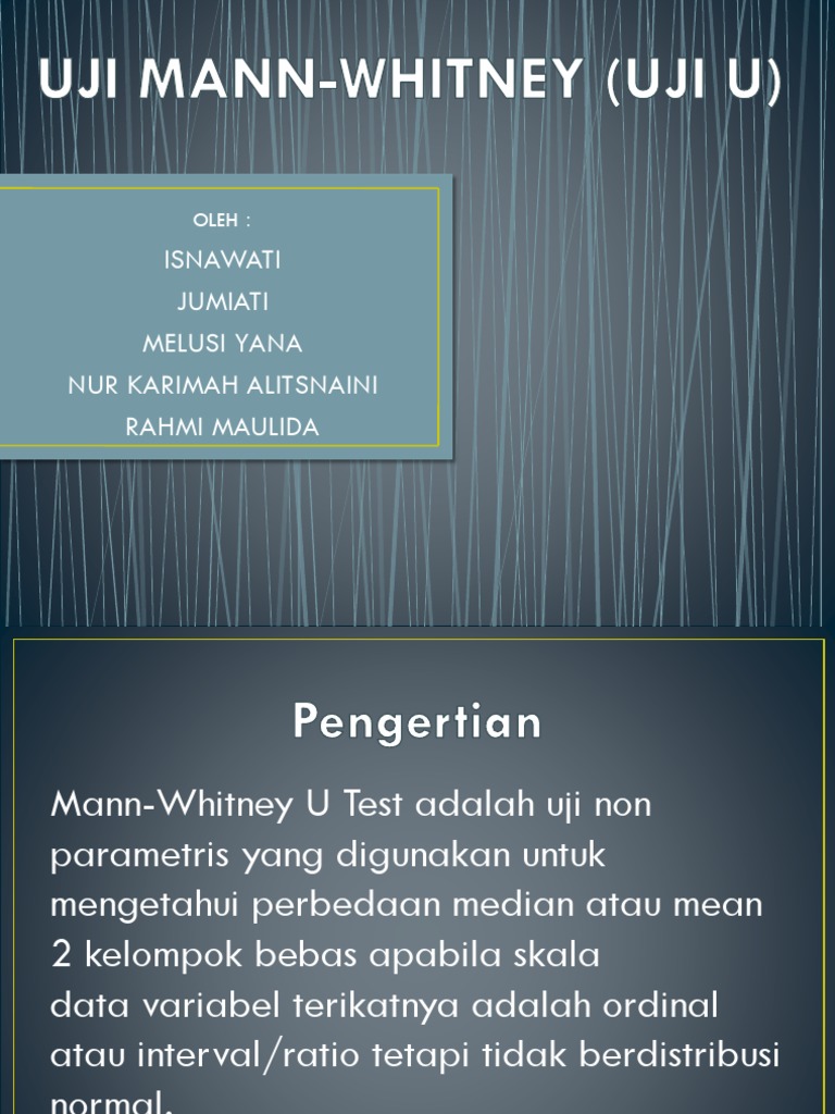 Uji Mann-Whitney (Uji U) | PDF | Metode & Bahan Ajar