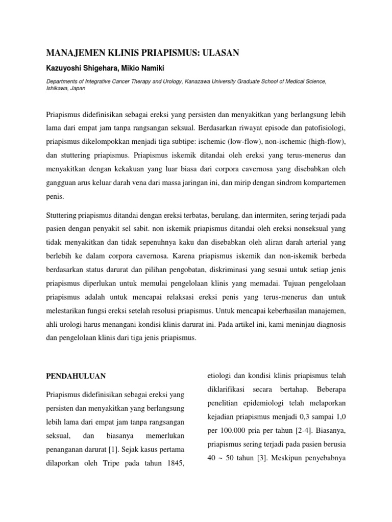Manajemen Klinis Priapismus | PDF
