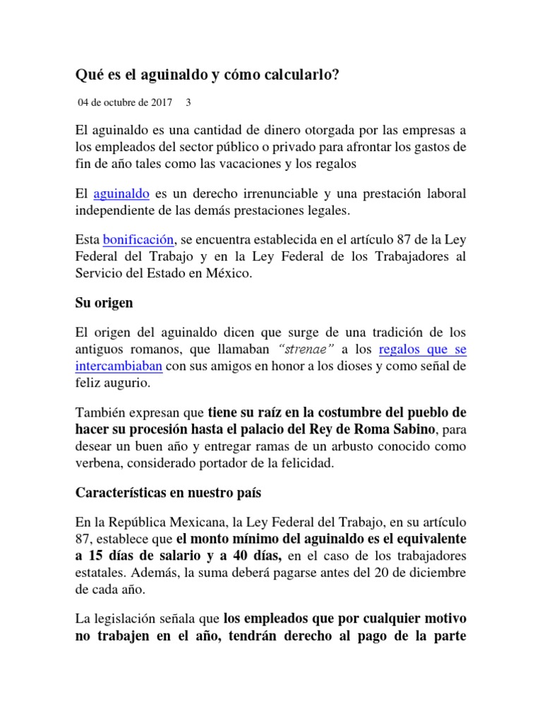 Qué Es El Aguinaldo y Cómo Calcularlo | PDF | Salario | Derecho laboral