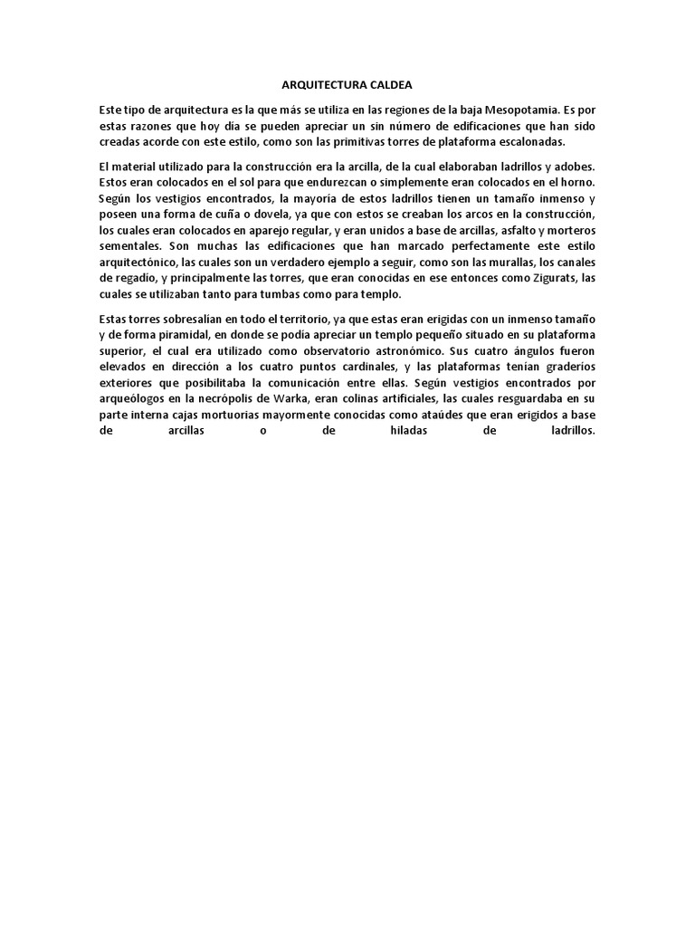Arquitectura Caldea | PDF | Ladrillo | Medios de arte