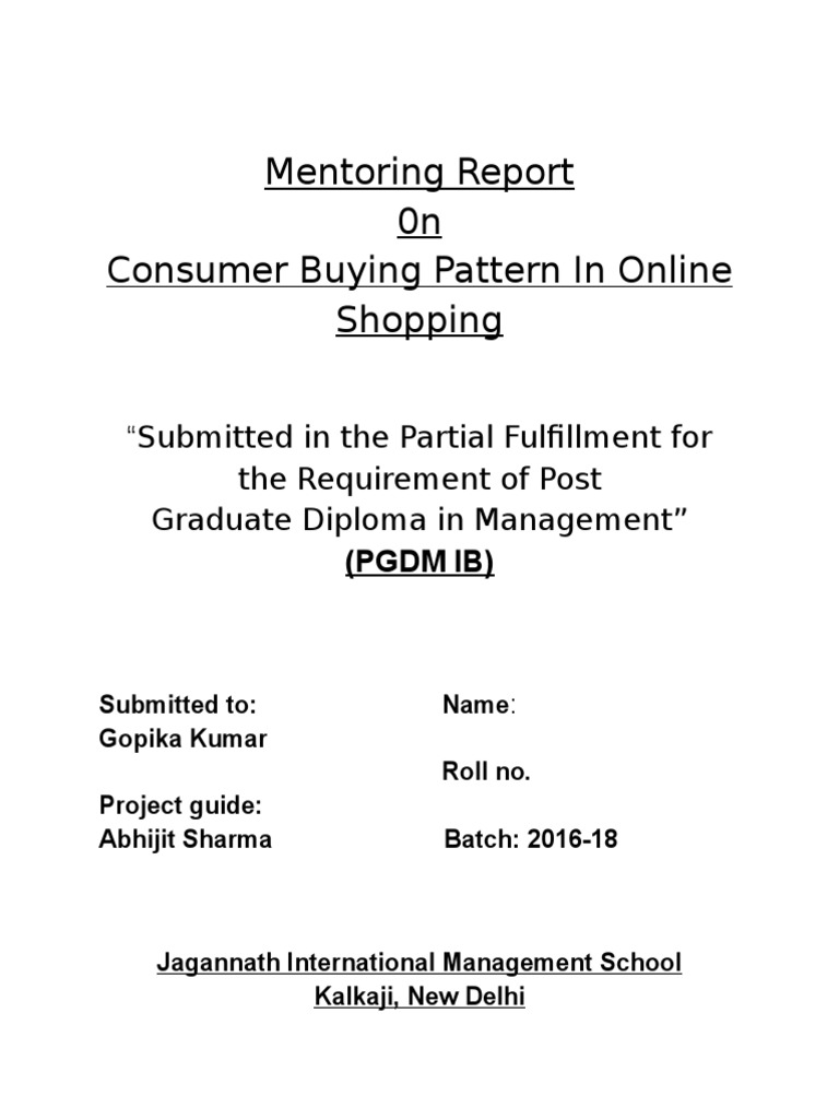 Mentoring Report - Final | PDF | Online Shopping | E Commerce