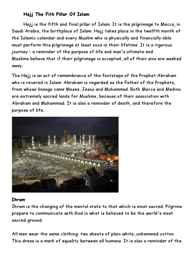 Hajj Reading Worksheet | PDF | Hajj | Islamic Behaviour And Experience