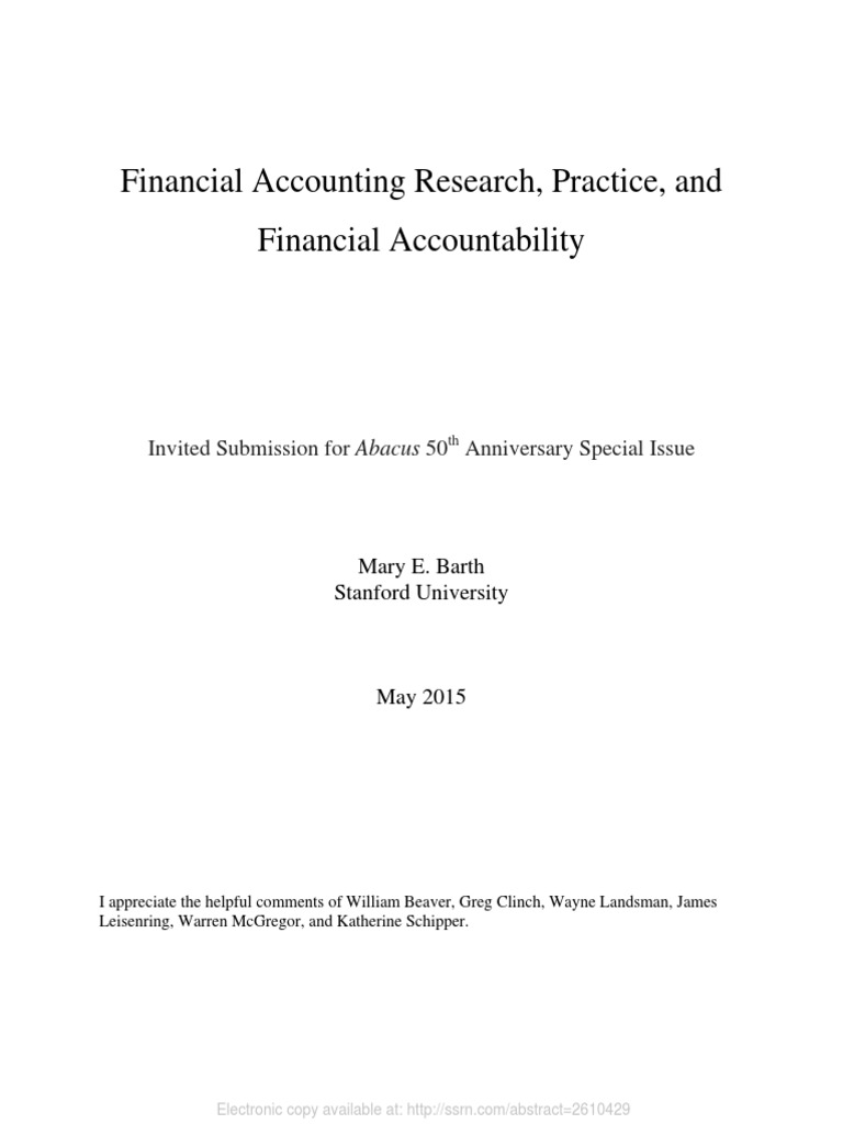 Financial Accounting Research, Practice, and Financial Accountability ...