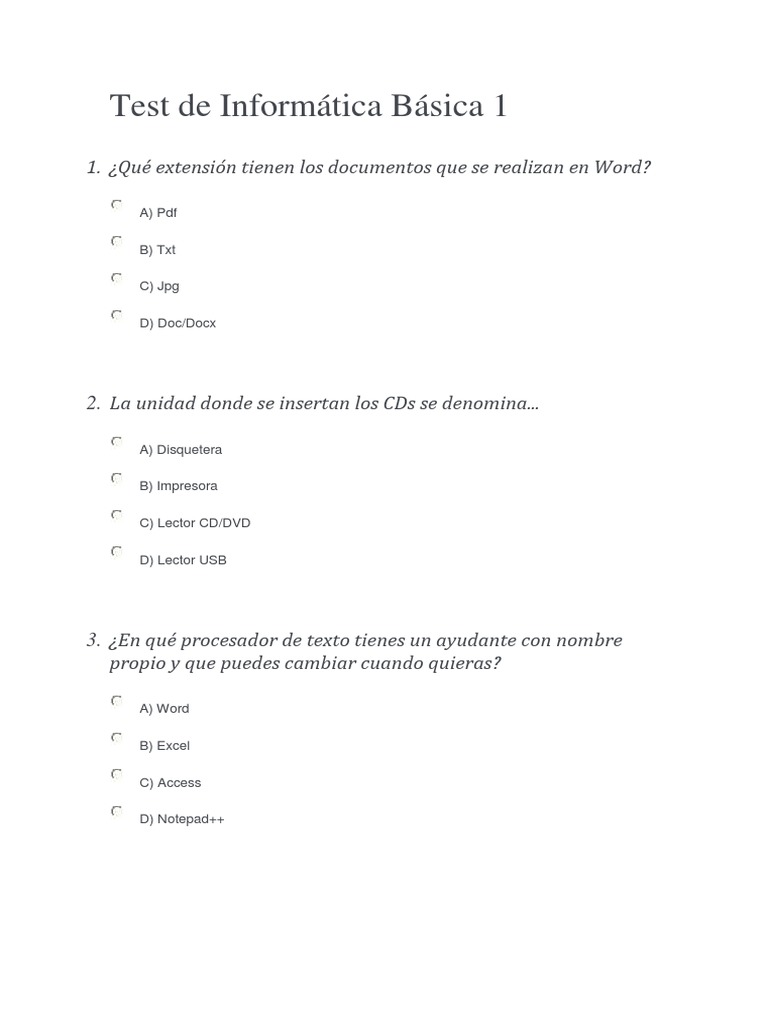 Test de Informática Básica para 6to Grado | PDF | Página web | Safari ...