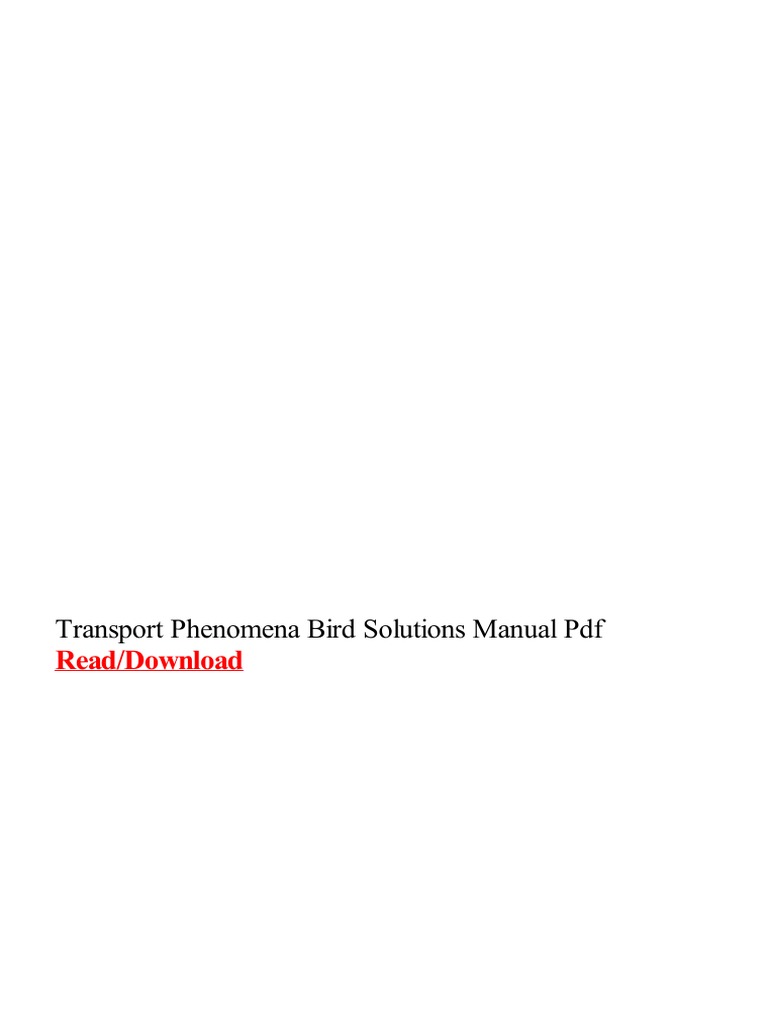PDF Transport Phenomena Bird Solutions Manual PDF | PDF