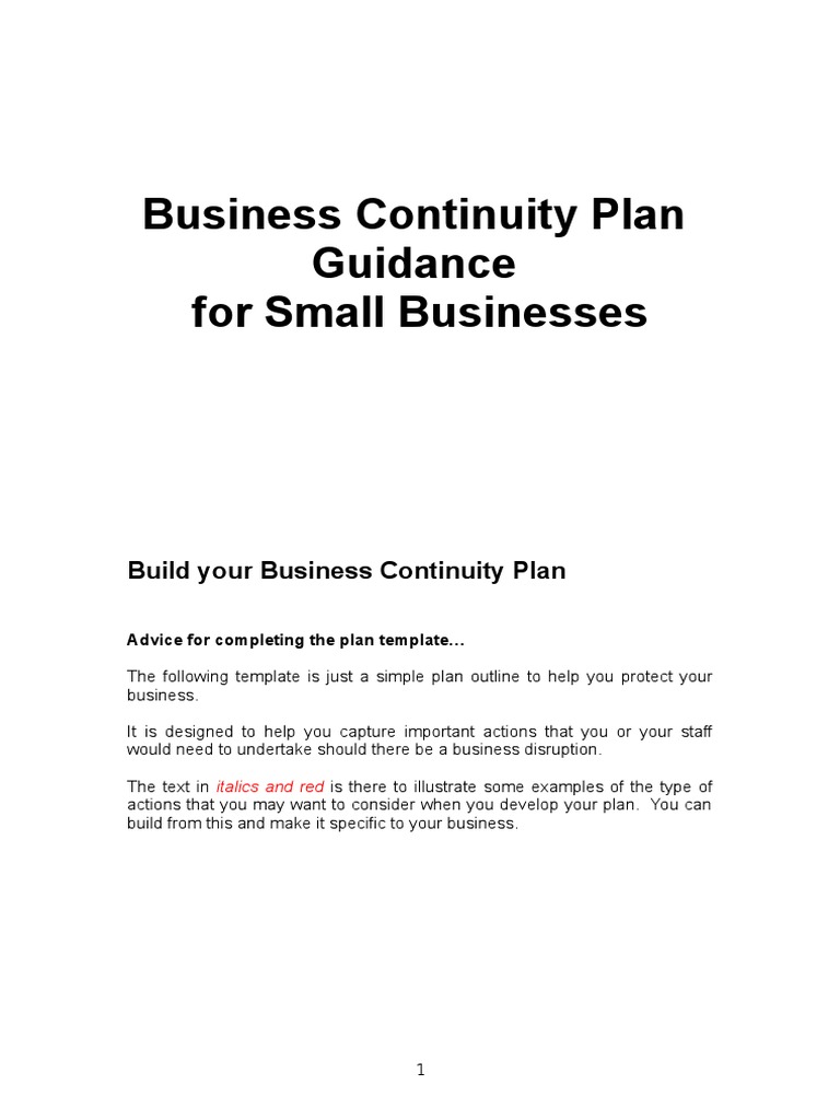 Business Continuity Plan Template | PDF | Emergency | Business Continuity