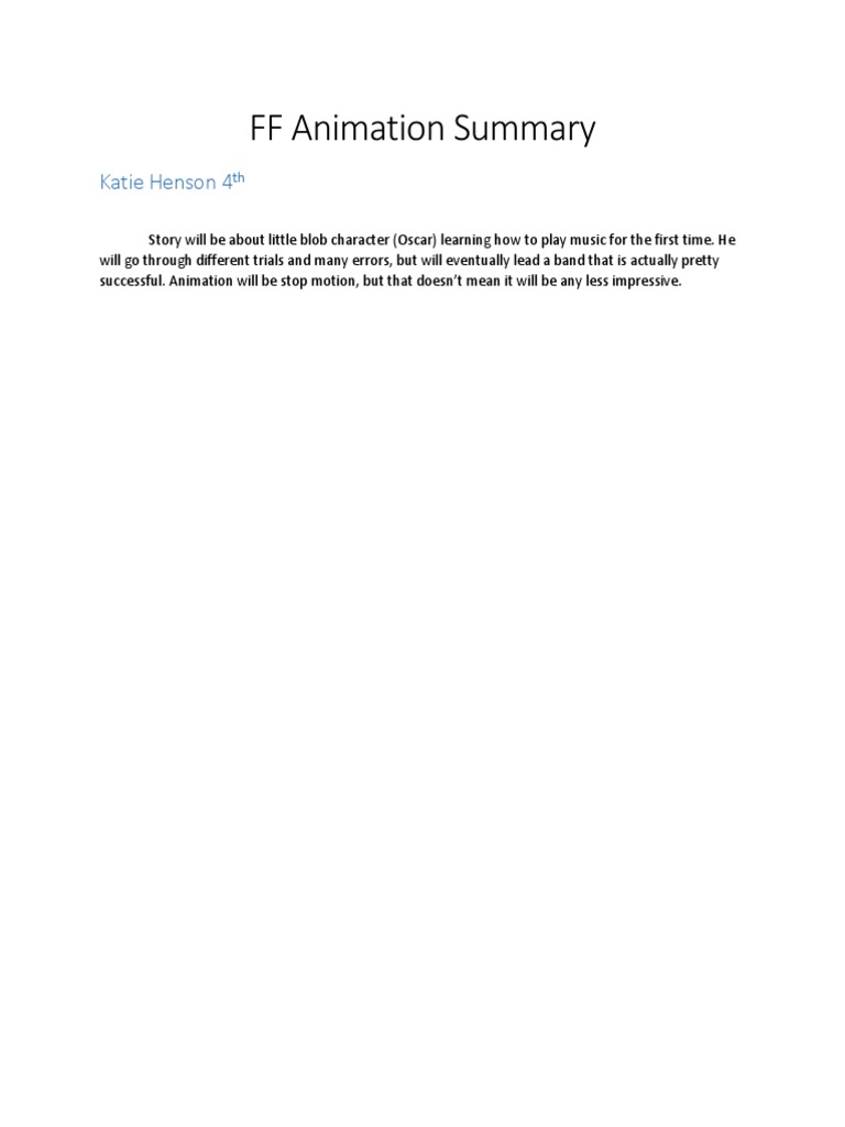 FF Animation Summary | PDF | Animation