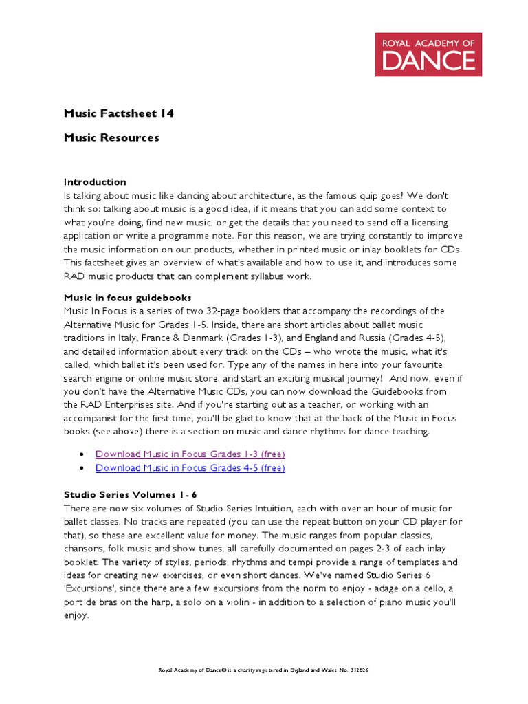 Music Factsheet 14 Music Resources: Download Music in Focus Grades 1-3 ...