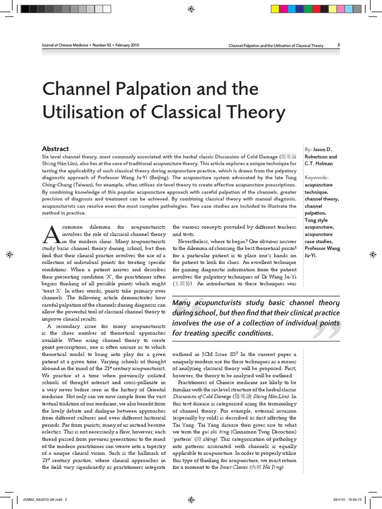 Channel Palpation and Channel Theory PDF | PDF | Traditional Chinese ...