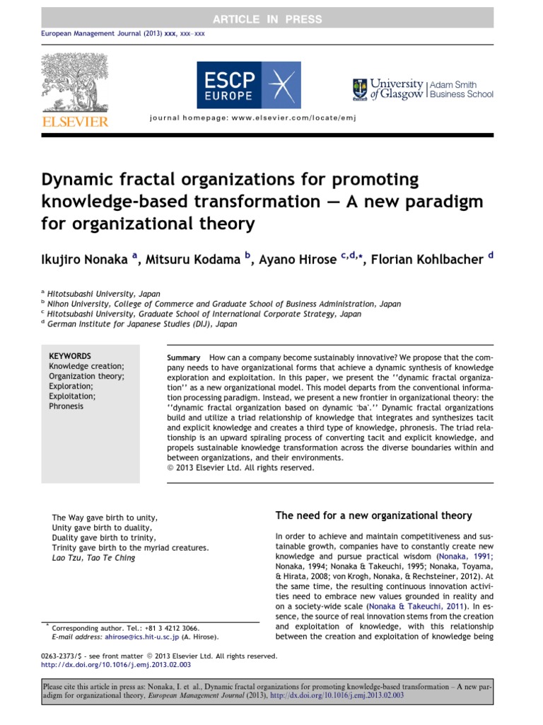 Fractal Organizations for Innovation | PDF | Tacit Knowledge ...