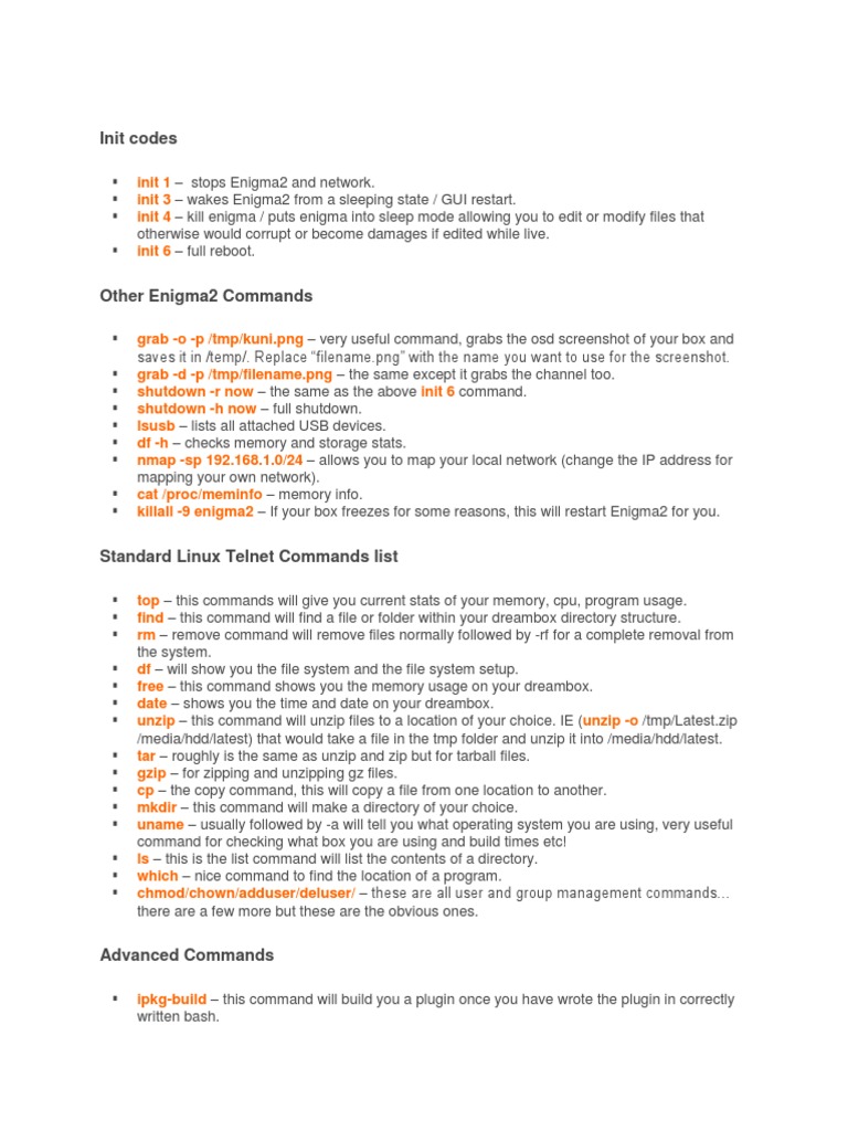 Linux Command Enigma2 | Download Free PDF | Computer File | Directory (Computing)