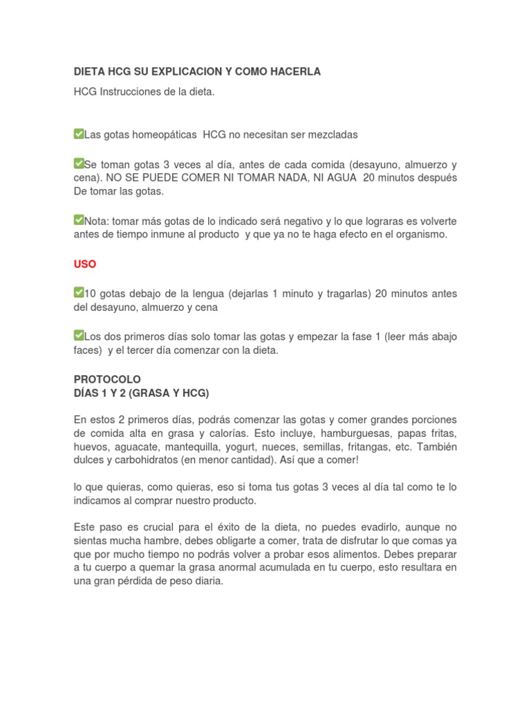 Dieta HCG Su Explicacion y Como Hacerla | PDF | Sustituto de azúcar ...