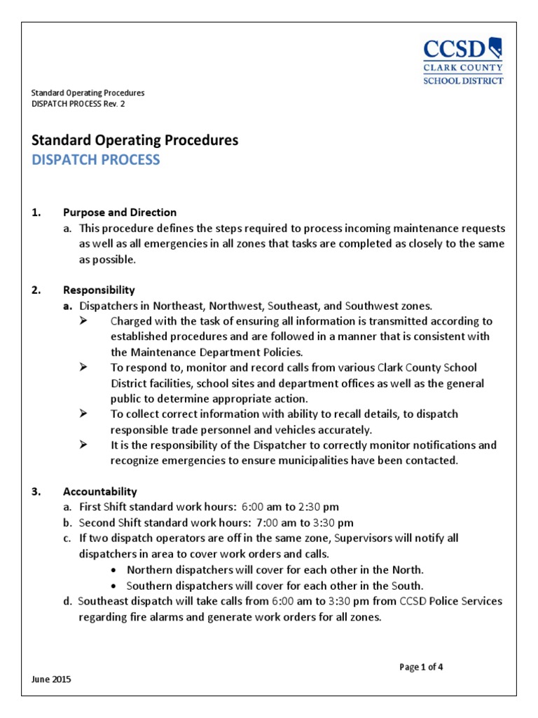 SOP Dispatch Process | PDF | Dispatcher | Hvac