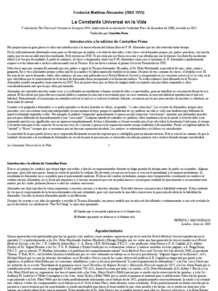 La Constante Universal en La Vida: Frederick Matthias Alexander (1869 ...