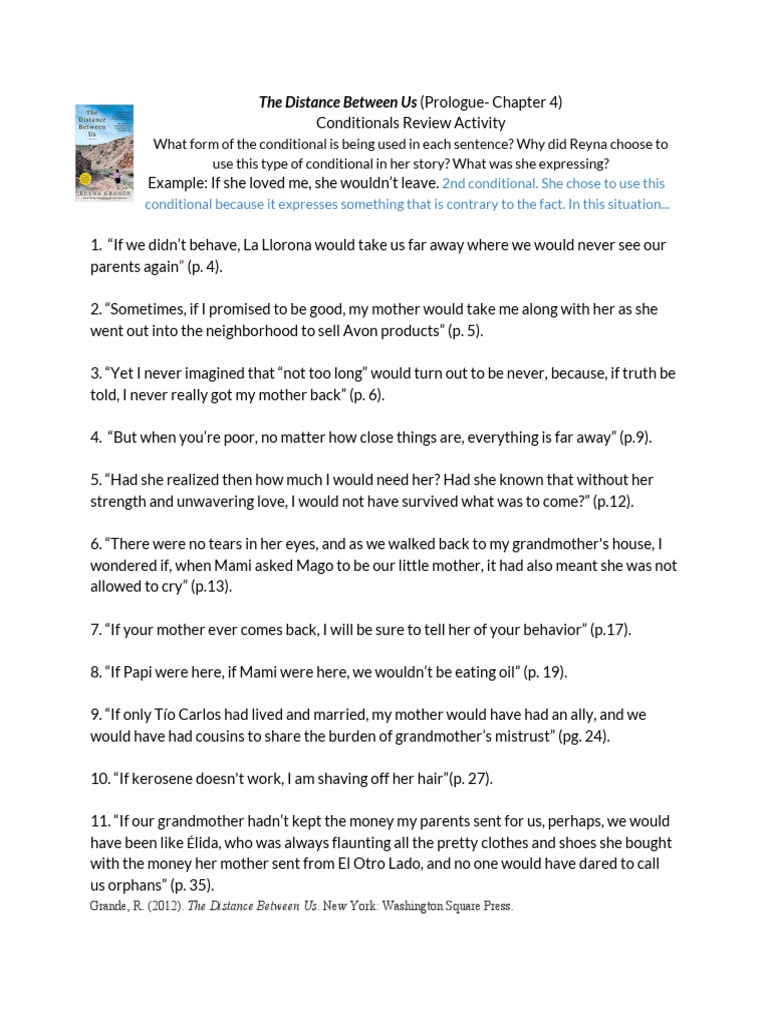 Conditional Sentences in "The Distance Between Us" | PDF