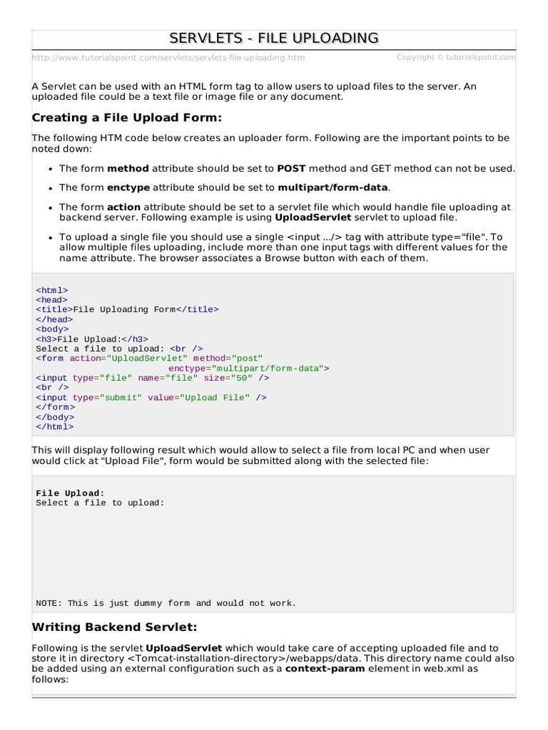 Servlets File Uploading | PDF | Java Servlet | Software Engineering