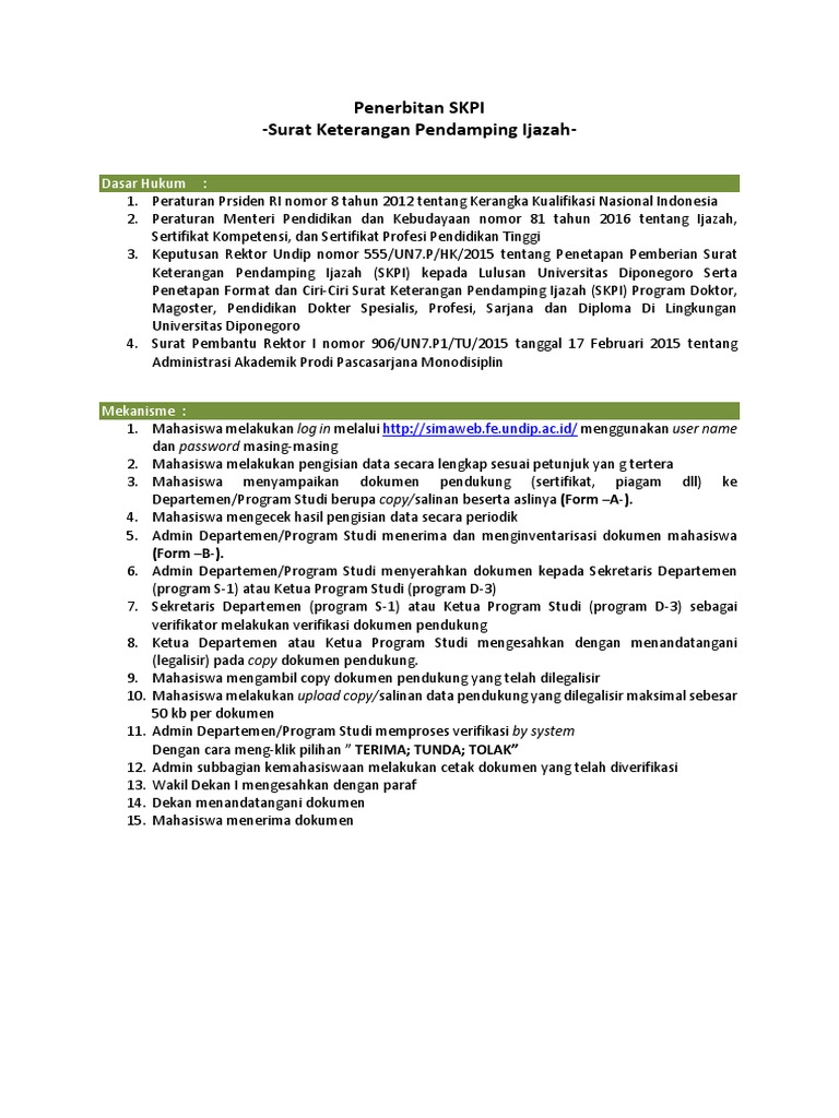 Panduan Skpi - Undip | PDF