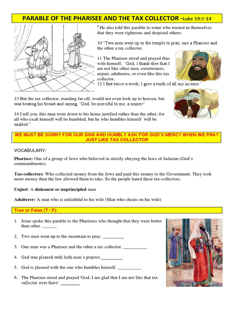 Parable of The Pharisee and The Tax Collector 2 Feb 2018 | PDF ...