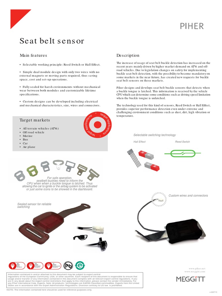 Seat Belt Sensor: Main Features Description | PDF | Seat Belt | Vehicles