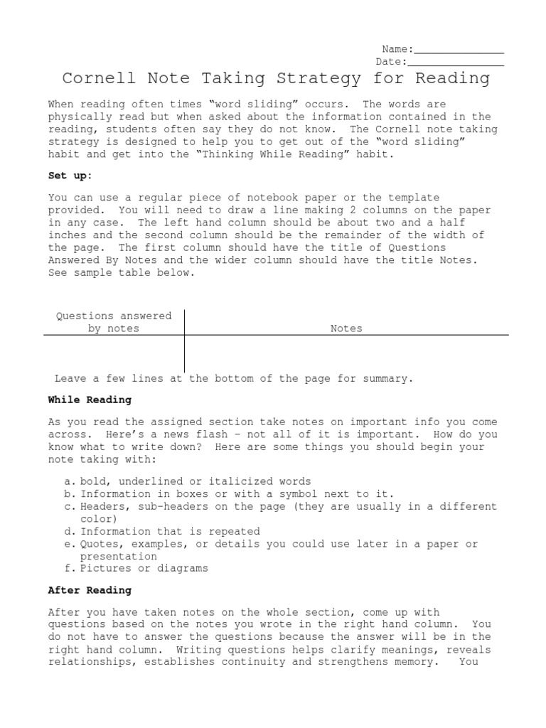 08 Cornell Reading | PDF | Cognition | Cognitive Science