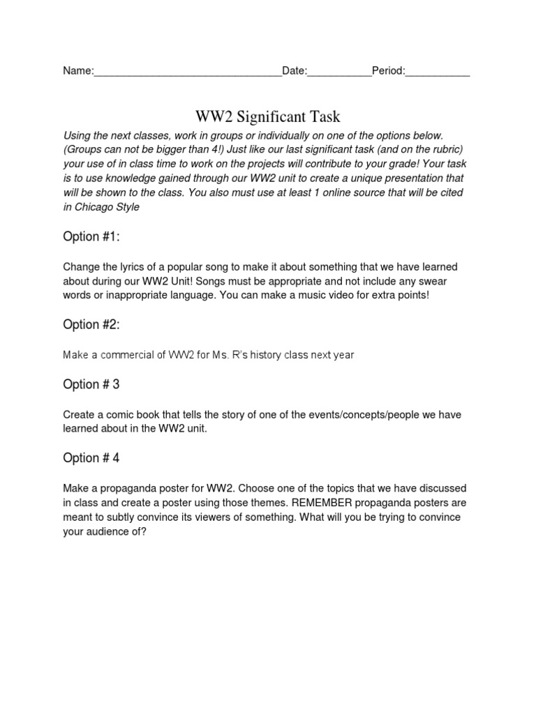 Significant Task ww2 | PDF