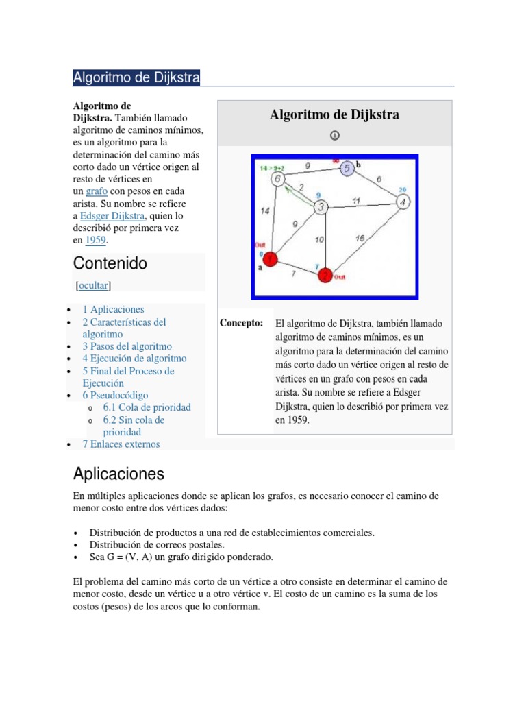 Algoritmo de Dijkstra | PDF | Algoritmos y Estructuras de Datos ...