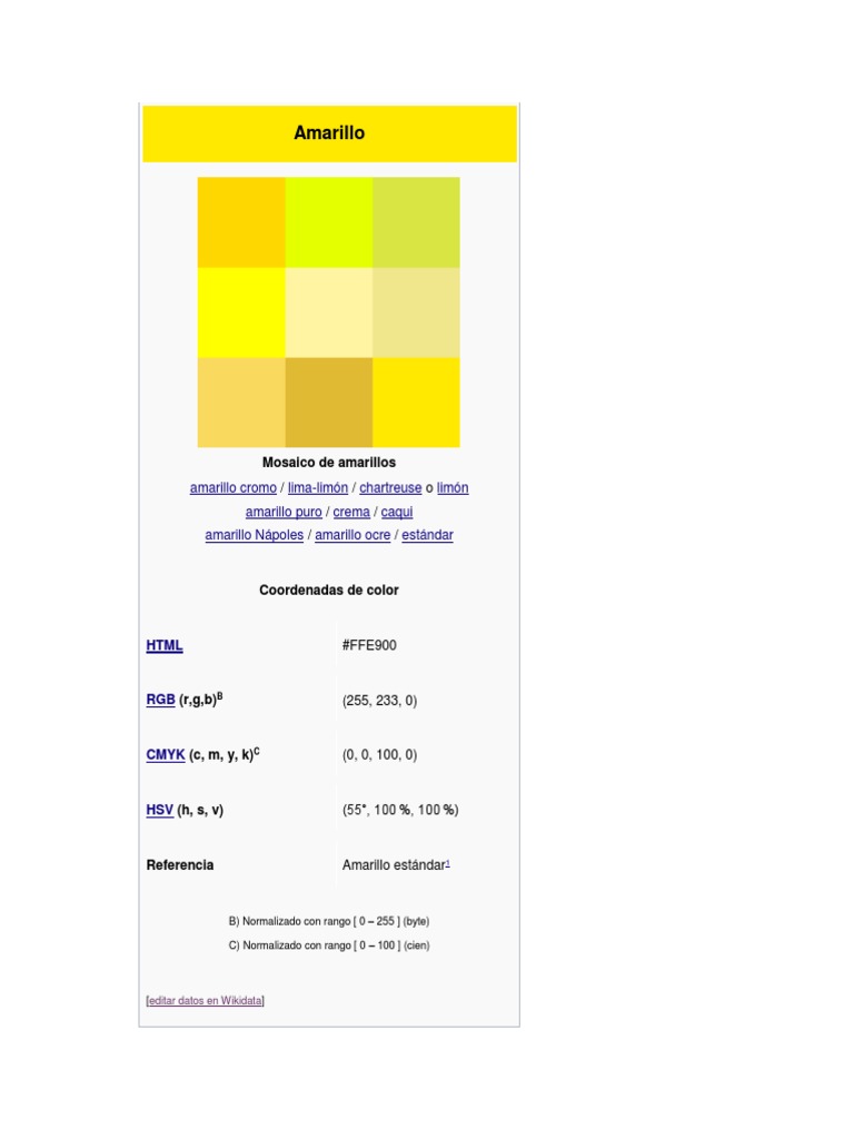 Propiedades y etimología del color amarillo | PDF | Amarillo | Color