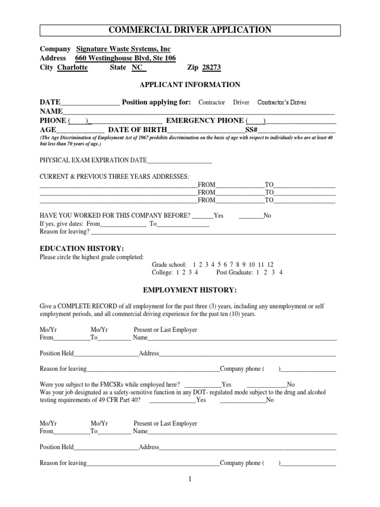 Commercial Driver Application | PDF | Traffic Collision | Semi Trailer ...